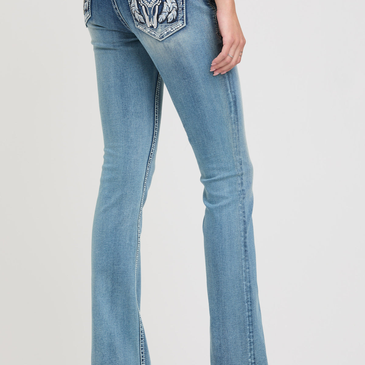 Mid Rise Steer Head Embroidered Jeans Women – Grace in LA